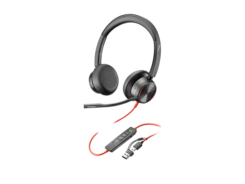 Poly Blackwire 8225 Stereo USB-C Headset +USB-C/A Adapter (8X223AA ...